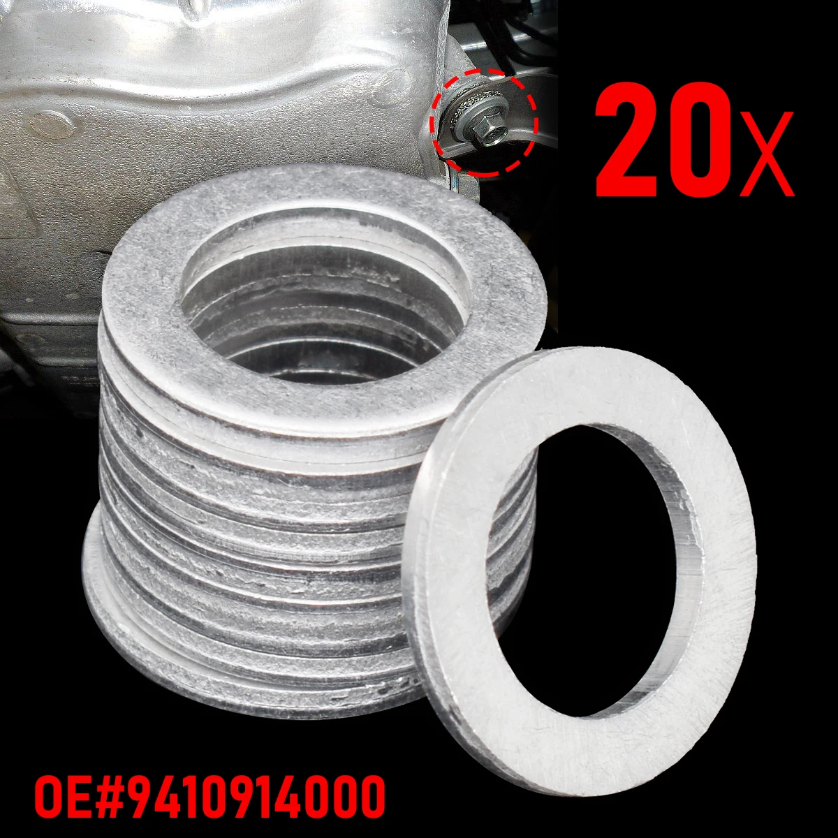 20PCS Thread Oil Drain Sump Plug Gaskets Washer 14mm Hole Seal Ring Car ...