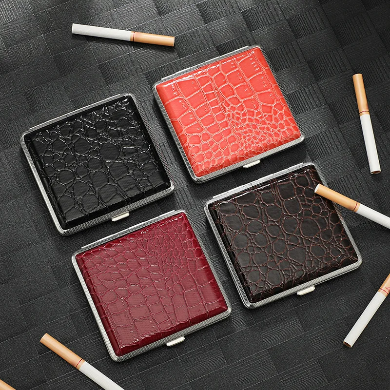 Crocodile patterned leather cigarette box made of imitation leather ...