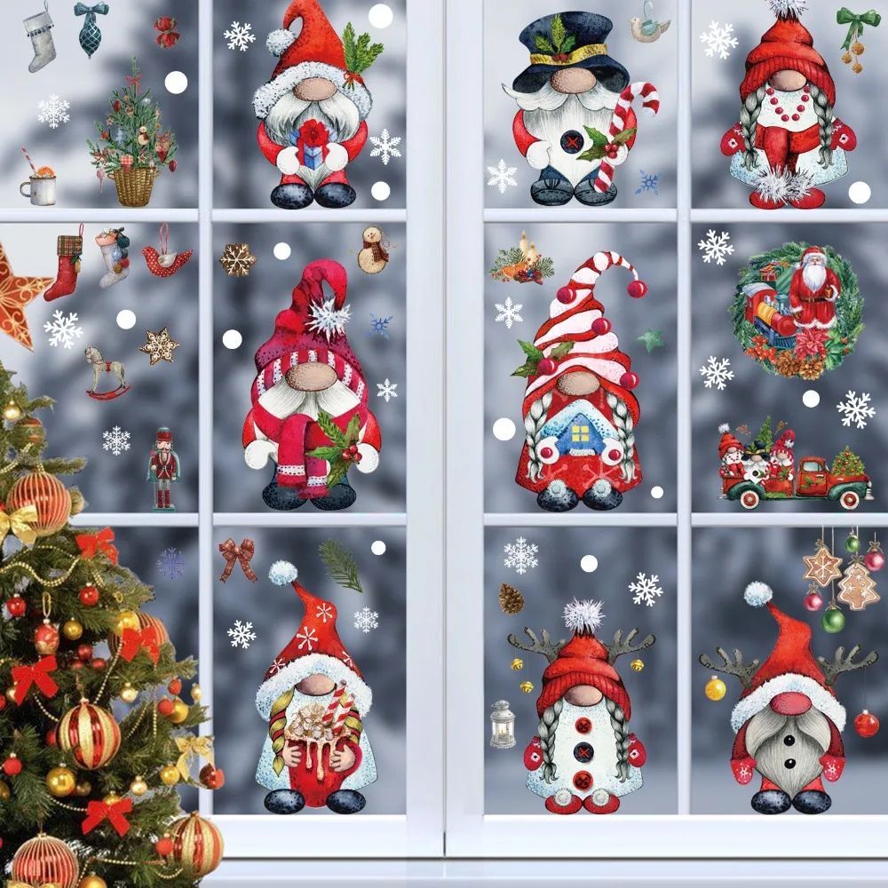 Window Wall Stickers Sticker Decor Christmas | Christmas Glass Window ...
