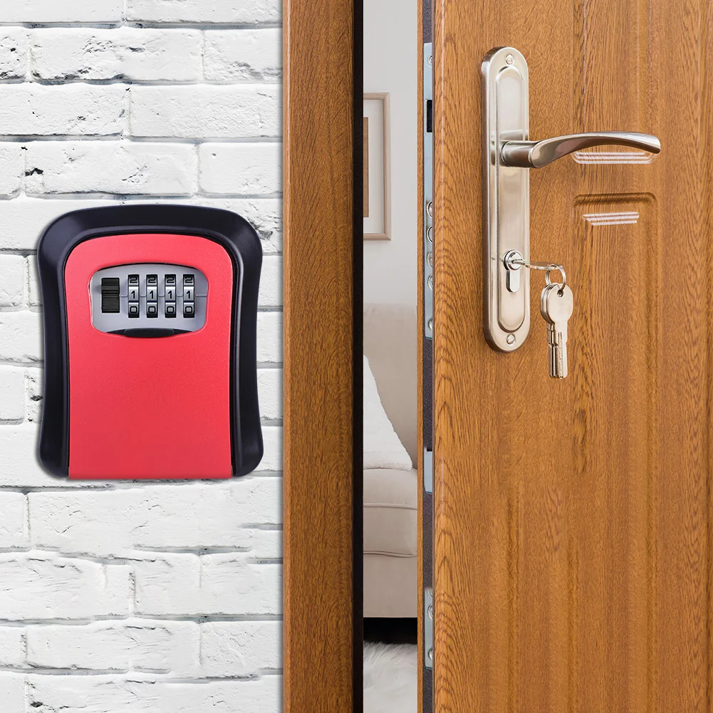 Wall-Mount-Key-Safe-Box-4-Digit-Combination-Password-Key-Safe-Organizer ...