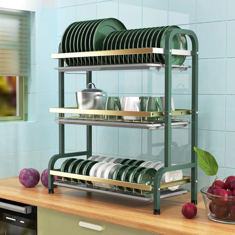 3-Tiers-Dish-Drying-Rack-Dish-Drainer-Holder-with-Tray-Kitchen-Sink ...
