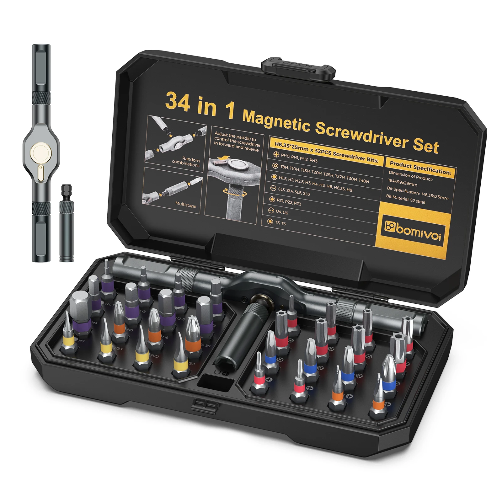 ORIA Ratchet Screwdriver Set 34 in 1 Magnetic Screwdriver DIY Repair ...