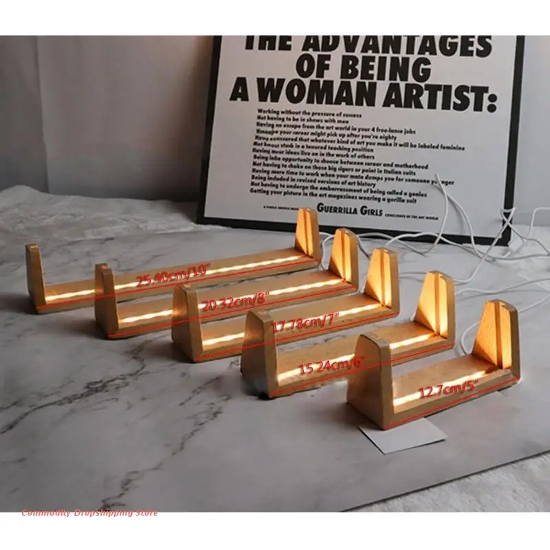 Wooden-LED-Display-Base-with-USB-Cable-U-shaped-Frame-Light-Stand-for ...