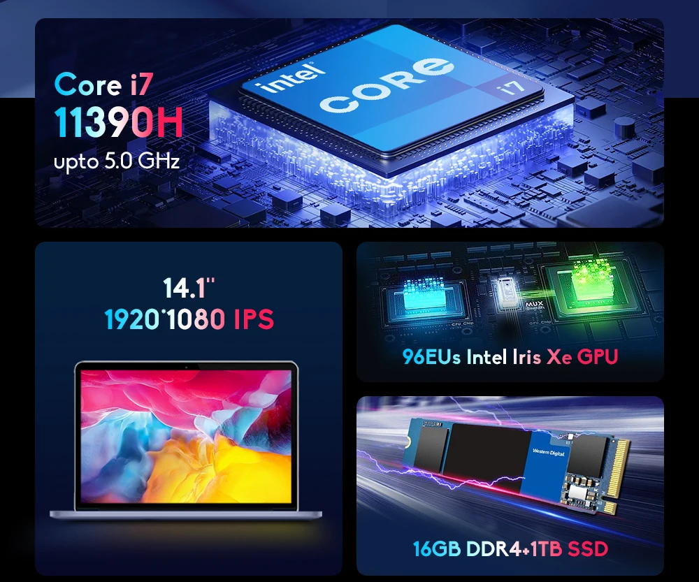 Ninkear Laptop N14 Pro 14 inch IPS FHD Intel Core i7-11390H 16GB RAM+ ...