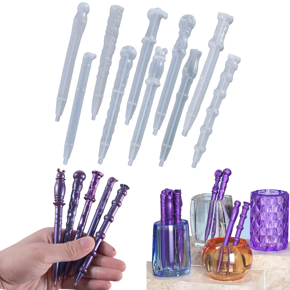 DIY Crystal Epoxy Resin Mold Irregular Shape Magic Wand Ballpoint Pen ...