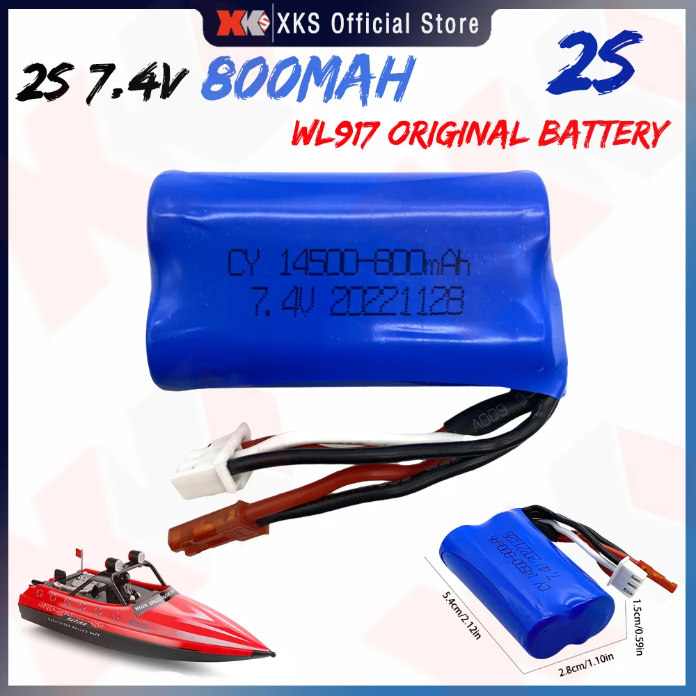 Wltoys WL917 RC Boat Original Accessories 14500 7.4V 2S 800mah Lipo ...