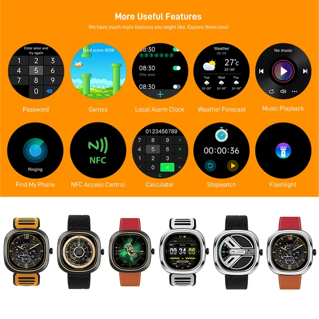 DOOGEE D11 Smartwatch IP68 Waterproof Bluetooth Real-time Heart Rate 70 ...