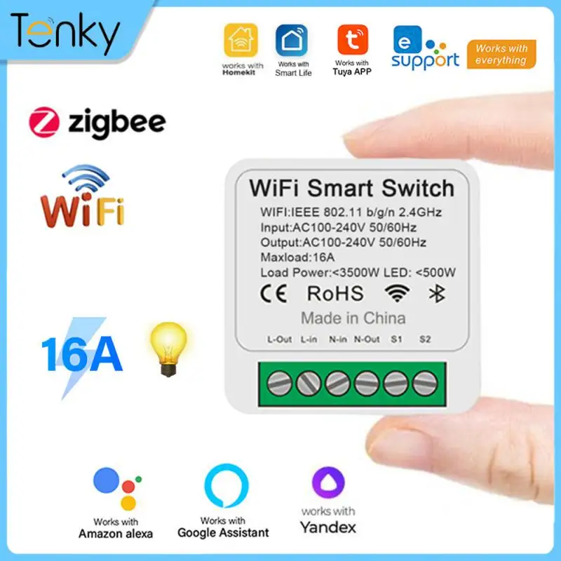 Zigbee WIFI Mini Smart Switch DIY 16A 2 Way Control Breaker Via Alexa ...
