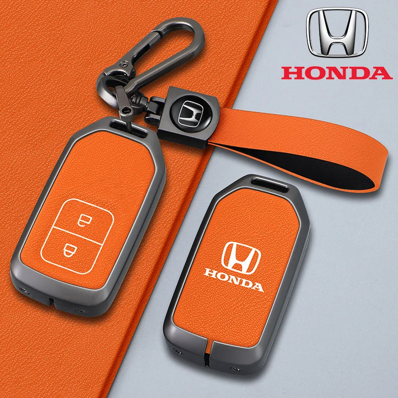 Zinc-Alloy-Leather-Car-Key-Case-Cover-For-Honda-Civic-Accord-Fit-CRV ...