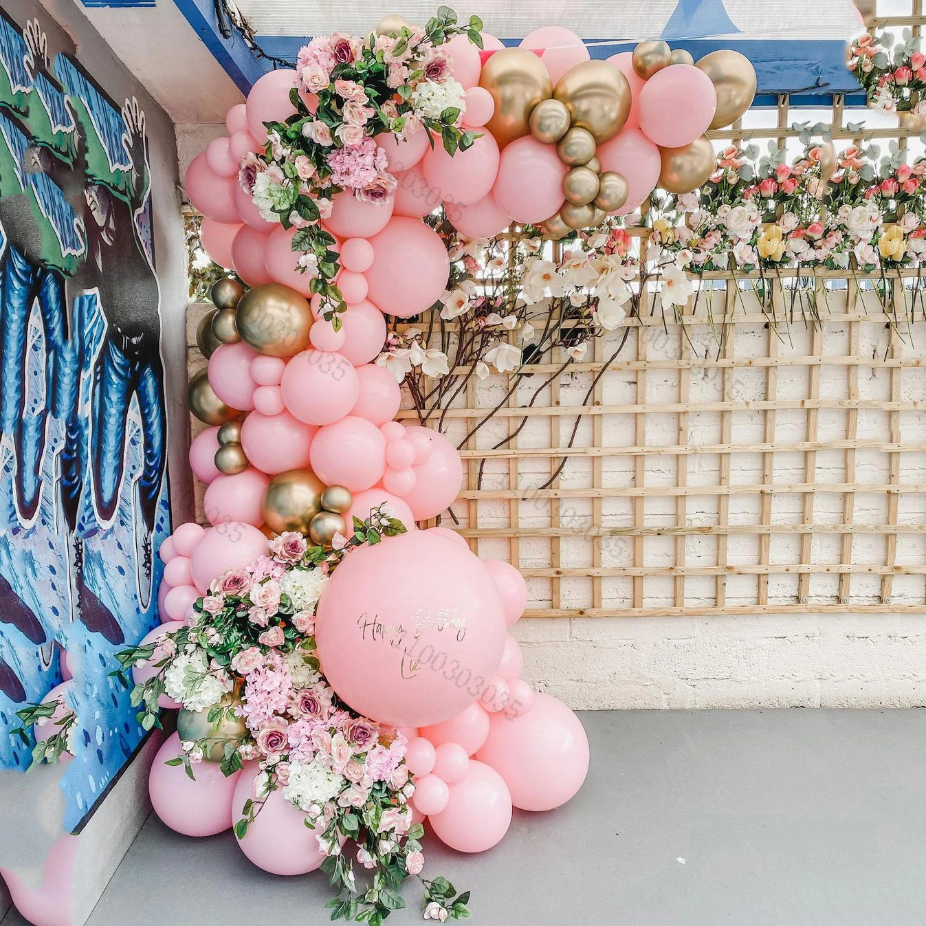 Pink-Balloon-Garland-Arch-Kit-Artificial-Flowers-Birthday-Party ...