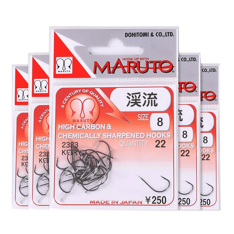 Maruto Fish Hook Stream 2323 Black Japanese High Carbon Steel Barb Hook ...
