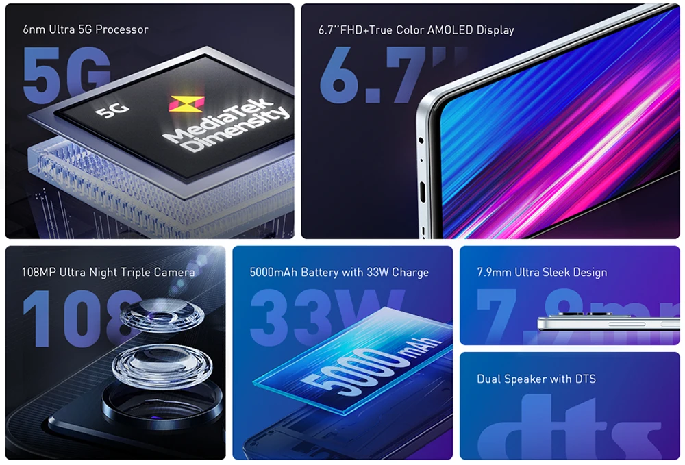 infinix NOTE 12 PRO 5G Smartphone 8GB 128GB 6nm Dimensity 810 Ultra Processor 6.7" FHD+ AMOLED ...