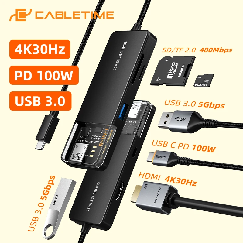 Cabletime-esta-o-de-carregamento-para-Laptop-Multi-Port-Dock-USB-A-HUB ...