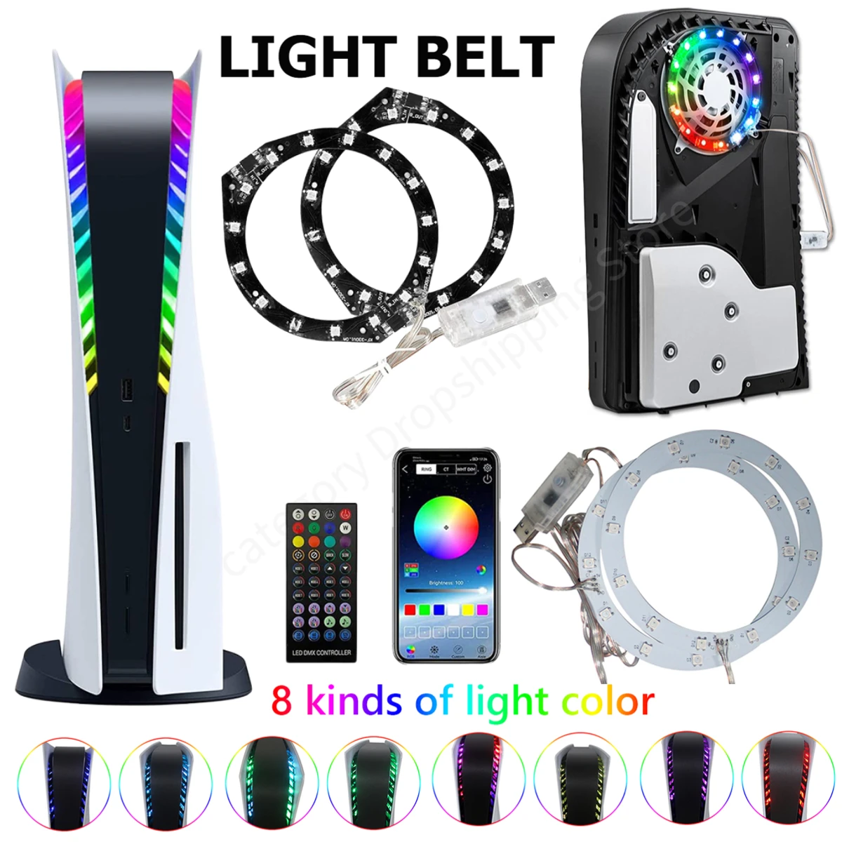 For PS5 LED Light Strip RGB 8 Colors 400 Effects Light Pickup Light Bar ...