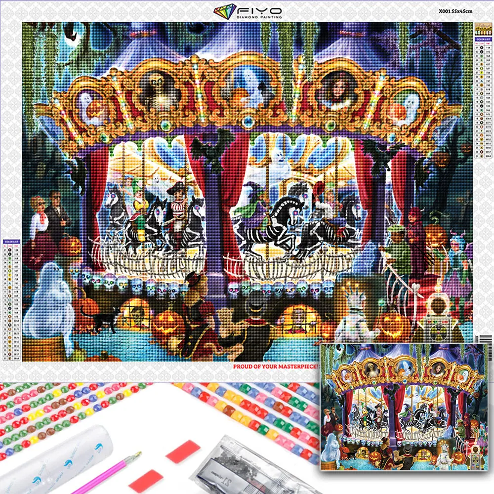 5D-DIY-Diamond-Painting-Halloween-Carousel-Full-Square-Round-Drill ...