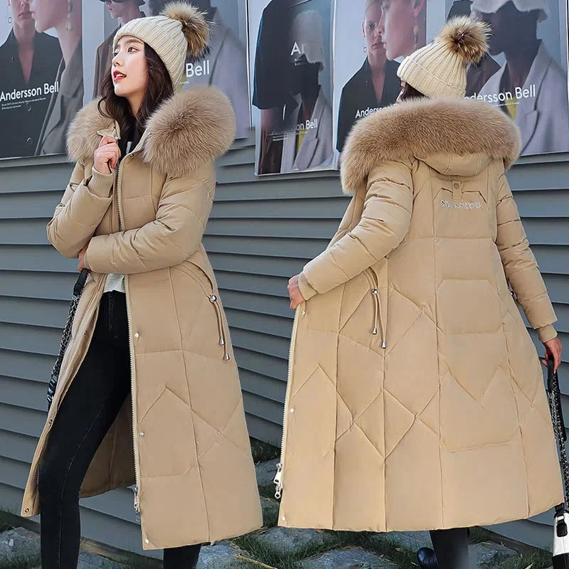 Abrigo-de-nieve-con-capucha-para-mujer-Parka-gruesa-y-c-lida-con-Cuello ...