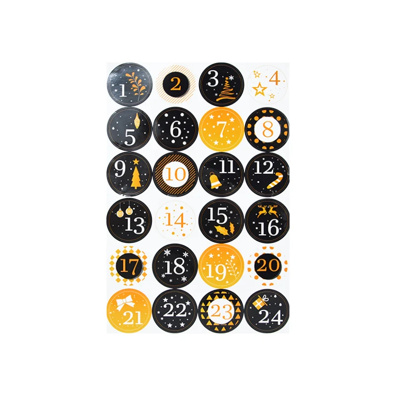 Pegatinas de calendario de adviento de Navidad con números del 1 al 24 ...