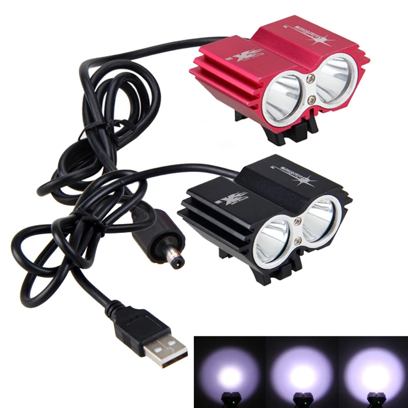 Waterproof USB Bike Light 8000LM LED Front Bicycle Headlight Dual Lamps ...