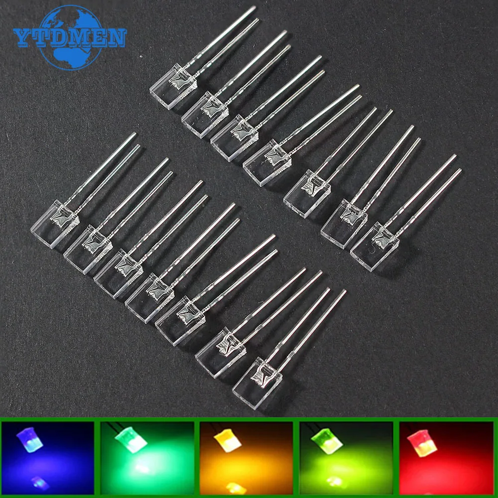 100PCS-LED-Diodes-2X5X7-Square-5-Color-Light-Emitting-Diode-LED-Kit ...