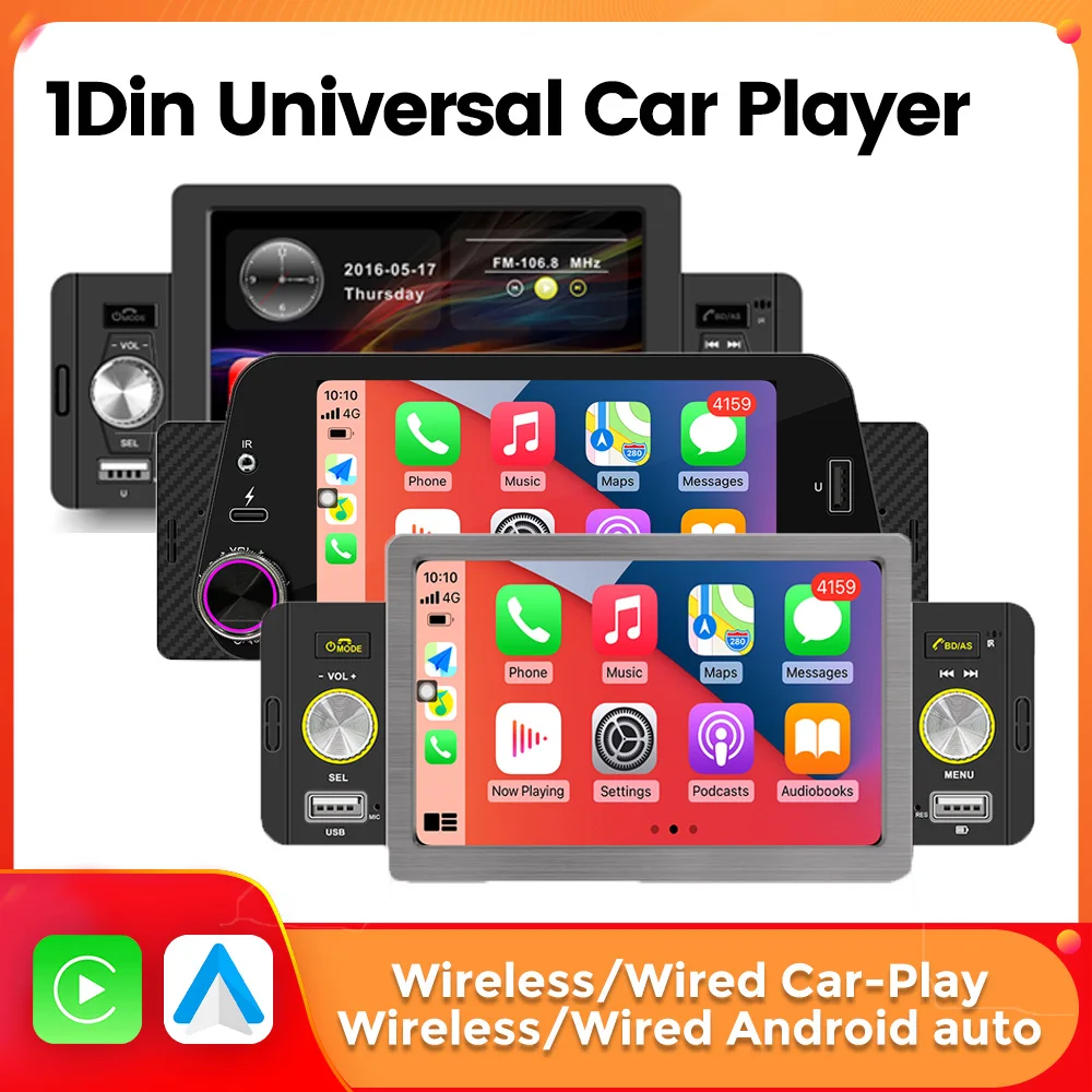 1DIN-MP5-Player-Wireless-CarPlay-Android-Auto-Car-Radio-Multimedia ...
