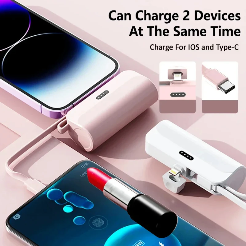 2-In1-Mini-Power-Bank-Built-in-Cable-5000mAh-PowerBank-Plug-Play ...