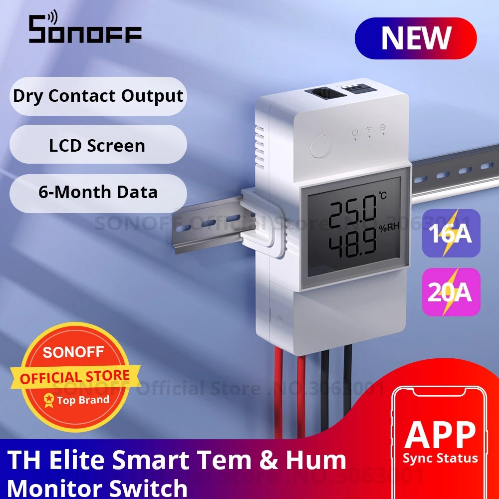 SONOFF TH Elite 16A/20A WiFi Smart Schalter Temperatur und Feuchtigkeit Überwachung Schalter ...