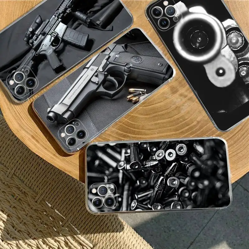 FHNBLJ Gun and bullet Phone Case For iPhone XR X XS Max 14 13 Pro Max ...