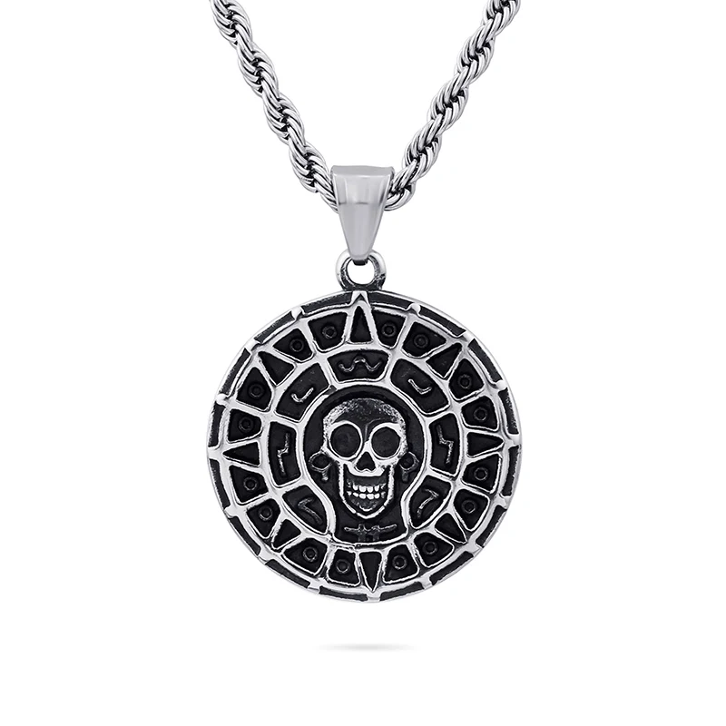 Round-Skull-Ghost-Head-Medal-Pendant-Necklace-Men-Stainless-Steel-2 ...