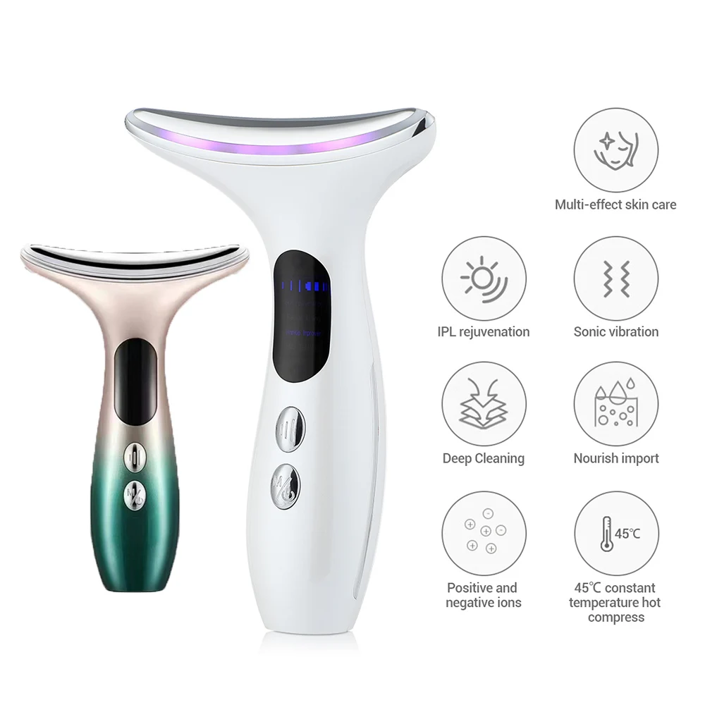 Ems Microcurrent Neck Face Beauty Device 3 Colors Led Photon Therapy ...