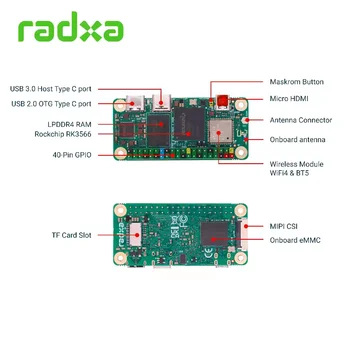 Radxa ZERO 3W Develpment board Quad-Core Arm® Cortex™-A55 RK3566 Chip DDR4