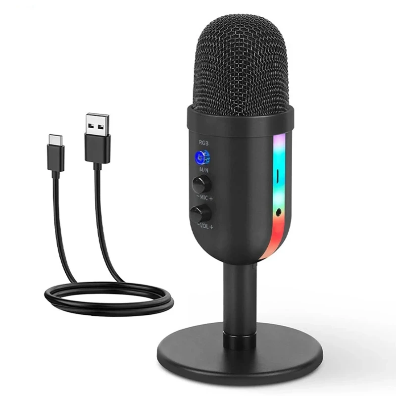 RGB-Gaming-Microphone-For-PC-Computer-Recording-USB-Condenser ...