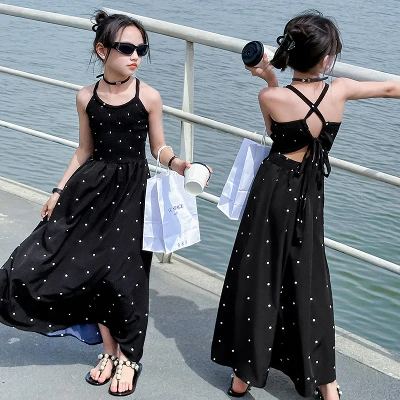 teenage girls dress design sense cross tie polka dot camisole princess ...
