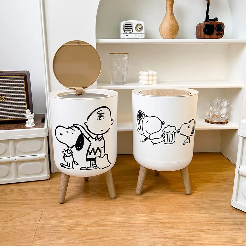 2-7L-Trash-Can-with-Lid-Round-Log-Wind-High-Foot-Dustbin-Cute-Home ...