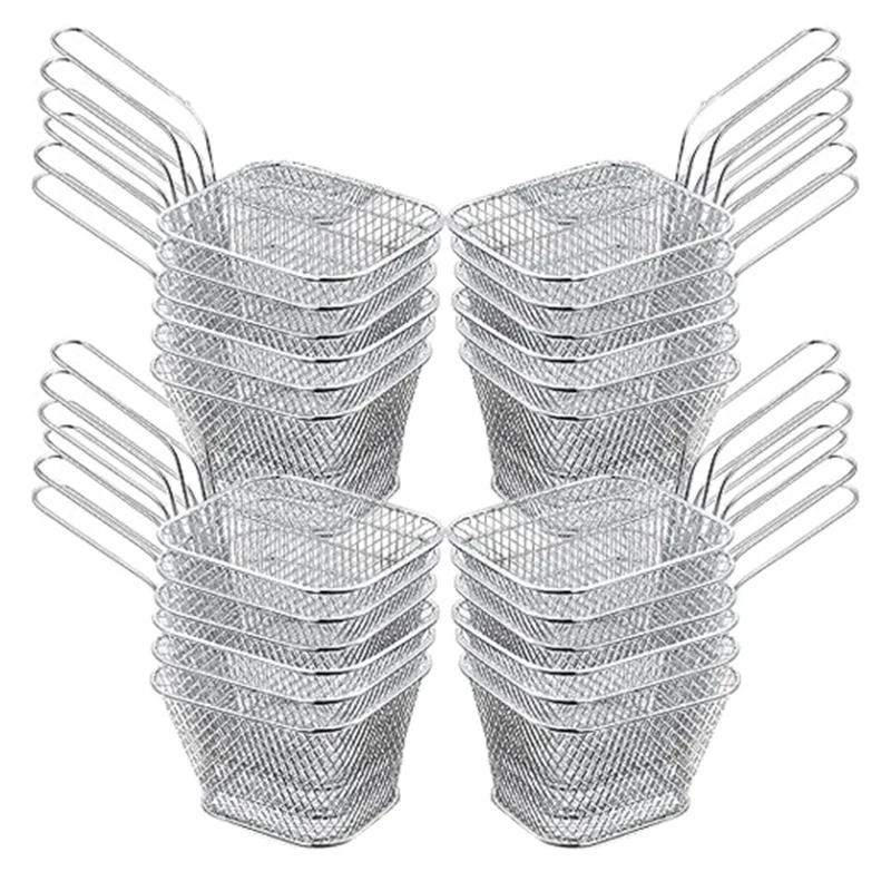 24Pcs-Mini-Square-Fry-Basket-Stainless-Steel-French-Fry-Holder-Deep-Fry ...