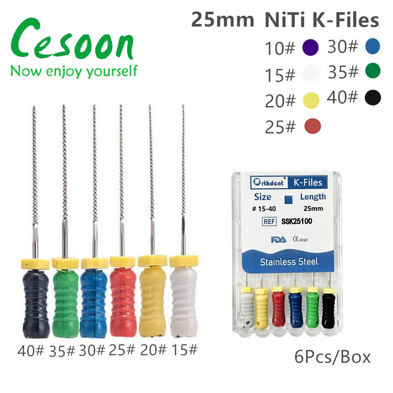 6Pcs-Dental-Tools-Endodontic-Endo-File-Rotary-Hand-Use-K-Files-25MM ...