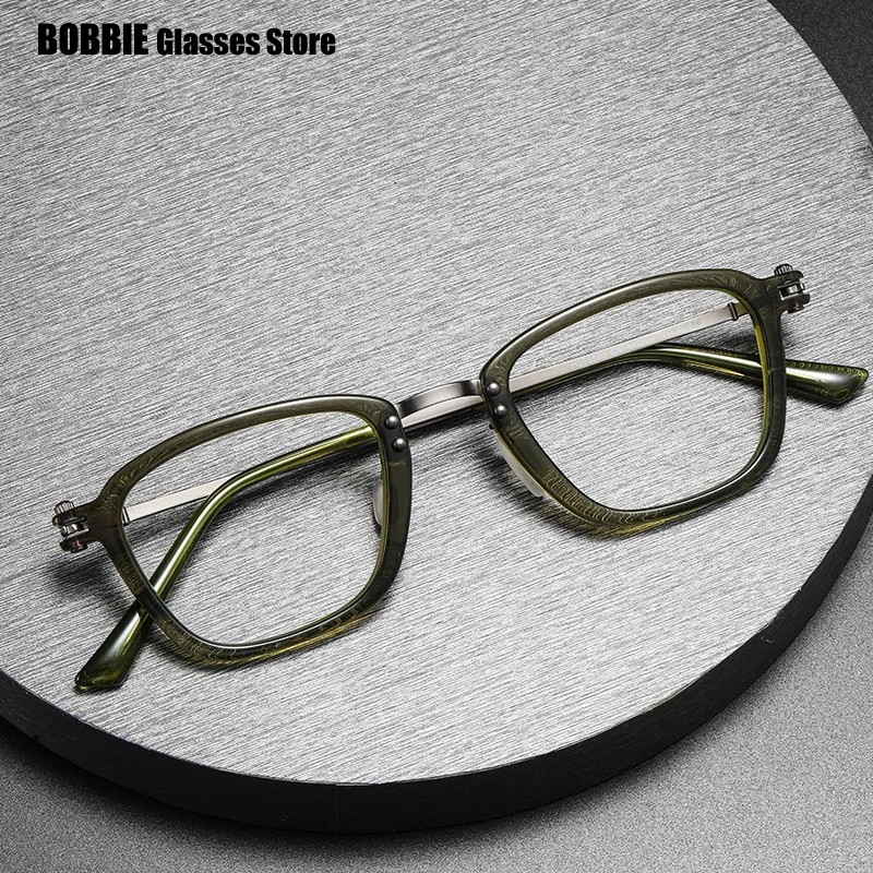 Italian-Style-Titanium-Acetate-Glasses-Frame-Men-Square-Eyeglasses ...