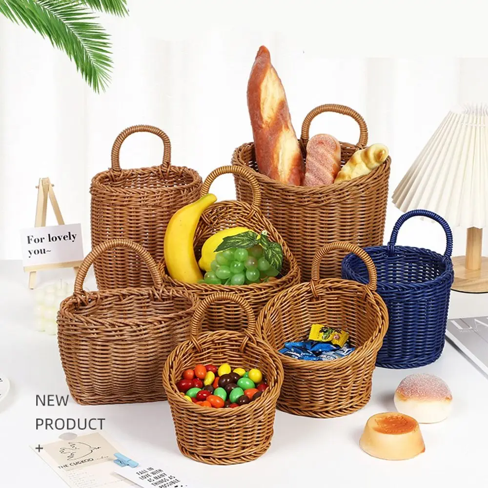 Imitation-Rattan-Kitchen-Storage-Basket-Home-Decoration-with-Handle ...