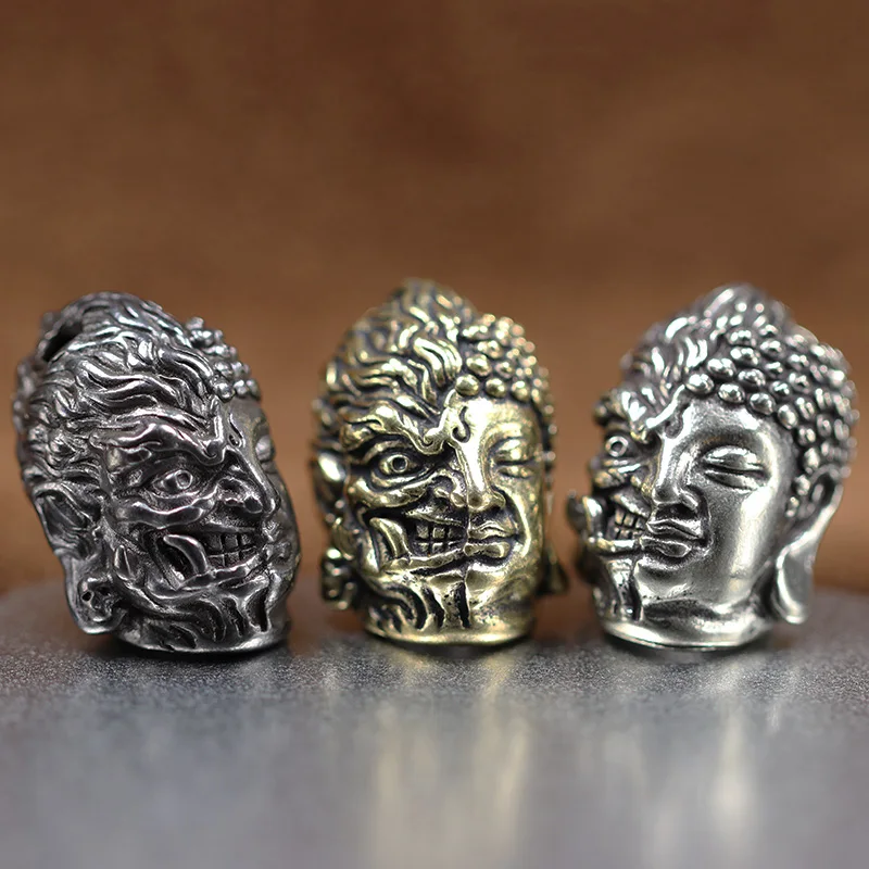 Half-Devil-Half-Buddha-Face-Brass-Knife-Bead-DIY-Umbrella-Rope-EDC ...