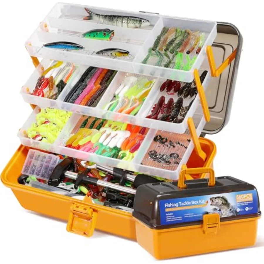 560Pcs Fishing Tackle Box Kit with Lures Pliers Hooks Accessories ...