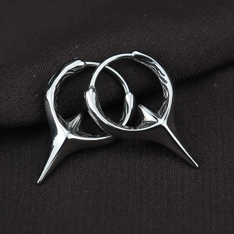 Gothic-Triangle-Earrings-Stainless-Steel-Men-s-Buckle-Pointy-Cone-Hoops-Earrings-jewellery ...