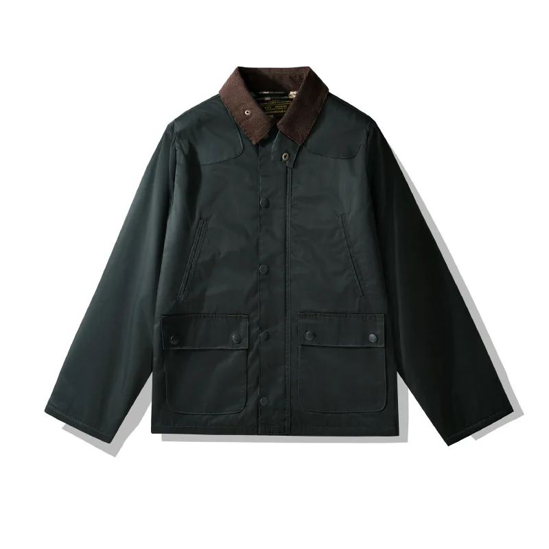 OKONKWO-Waxed Waxed Cotton Windbreaker Classic Lined Coat Outdoor ...
