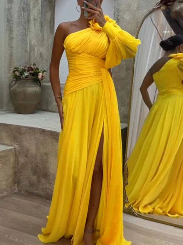 Modigirl-Solid-Color-Wrap-Split-side-Zipper-One-Shoulder-Maxi-Dresses ...