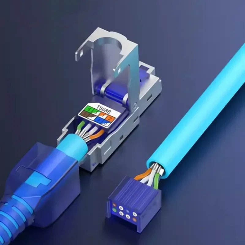 Reusable-RJ45-Adapter-Cat6A-Cat7-Cat-8-Connector-10Gbps-POE-Toolless-RJ ...