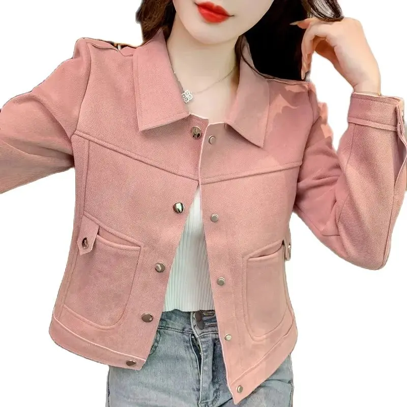 Spring-Autumn-Short-Suede-Jacket-Women-2024-New-Loose-Lapel-Coat-Pure ...