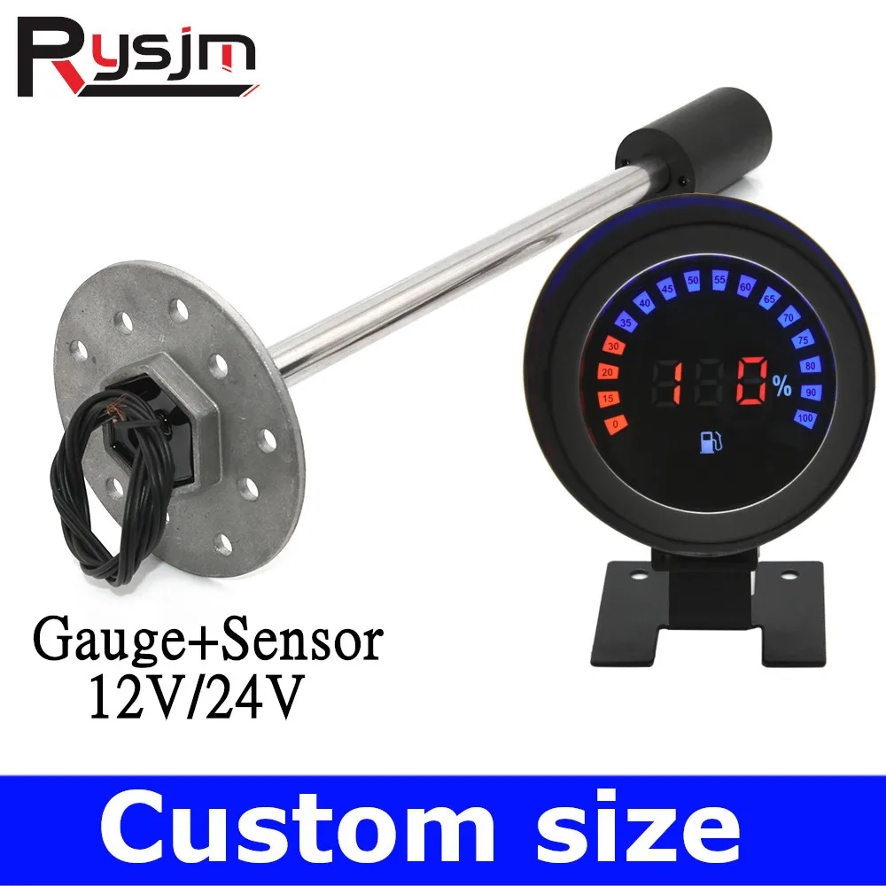 Custom Universal Digital LCD Car Fuel Gauge With Fuel Level Sensor 280mm 380mm 480mm Auto Fuel ...
