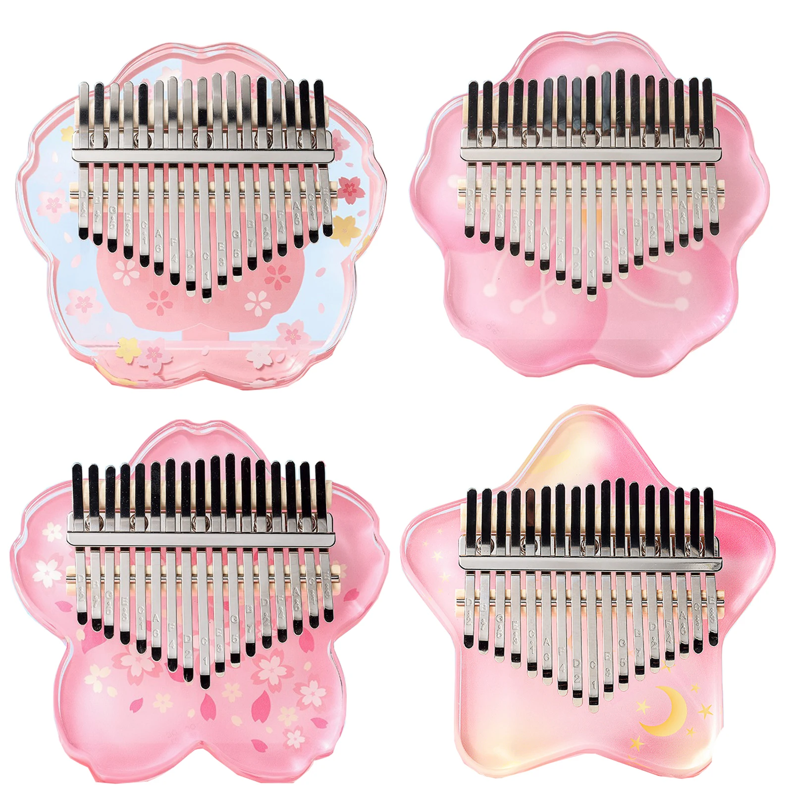 Kalimba-Thumb-Piano-Acrylic-Cherry-Blossom-Shape-Mini-17-Keys-Musical ...