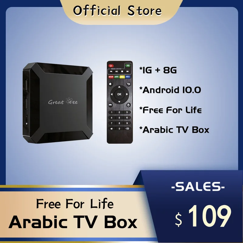 Great Bee Lifetime Free Arabic TV Box, Android 10 Smart 4K Arabic X96 ...
