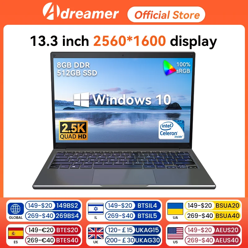Adreamer-LeoBook13-Laptop-8GB-RAM-1TB-SSD-Computer-13-3-inch-Intel ...