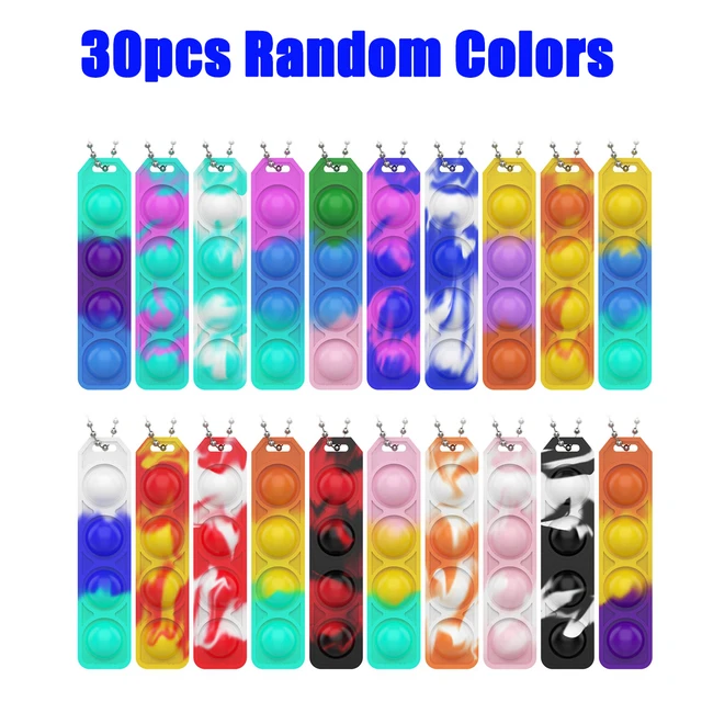 30/80Pcs Mini Push Pop Anti-Stress Bubble Fidget Toys Pack Keychain ...
