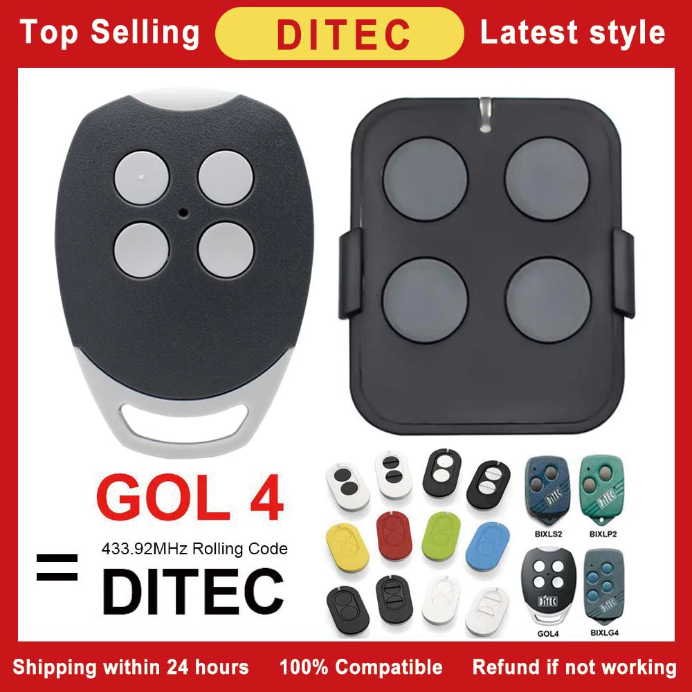 DITEC Garage Door Remote Control Ditec BIXLS2 BIXLP2 GOL4 BIXLG4 ZEN2 ZEN4W Rolling Code 433.92 ...